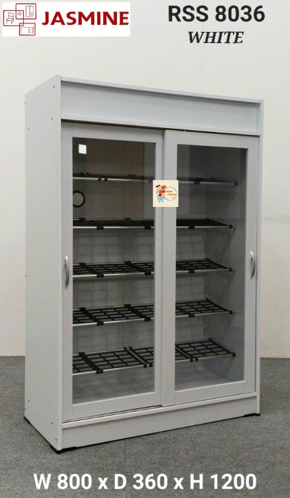 Rak Sepatu Sliding 2 Pintu Kaca 8036 - Shoe Rack Pintu Sorong 80cm ...