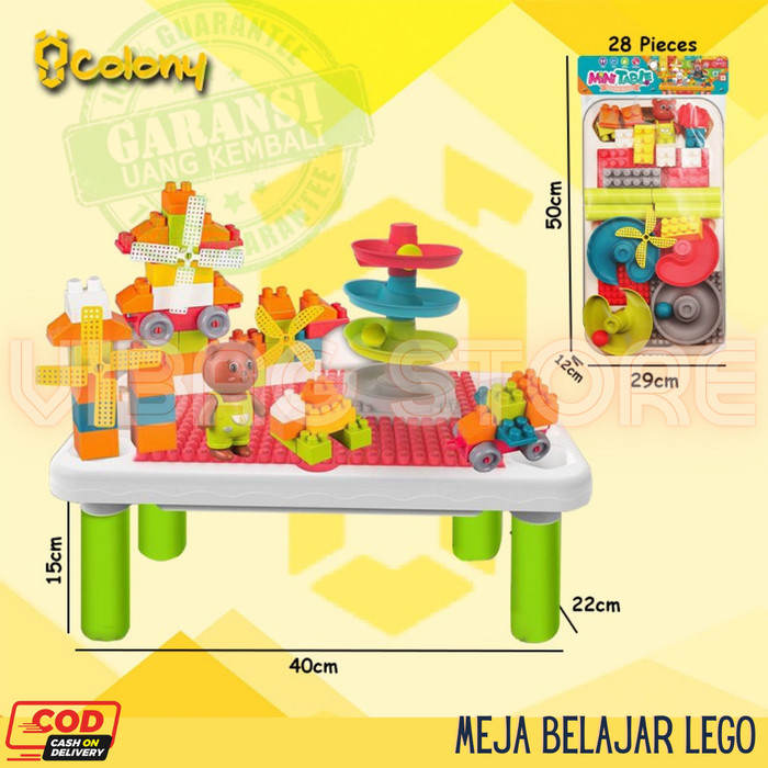 Meja Belajar Bermain Anak Lego Besar Blok Brik Balok Edukasi BRO1367 ...