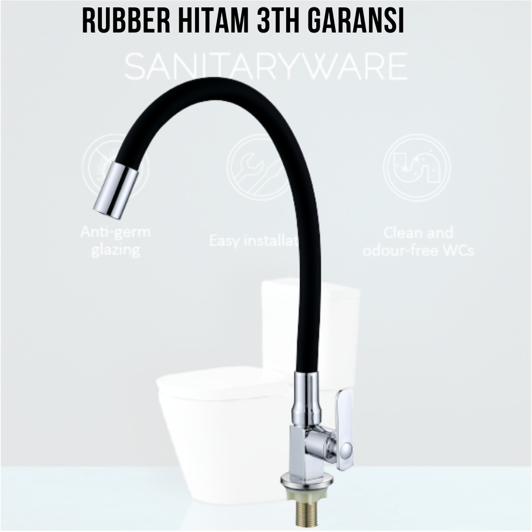 Kran angsa flexibel Rubber Hitam Dinding model engkol-Kran cuci piring ...