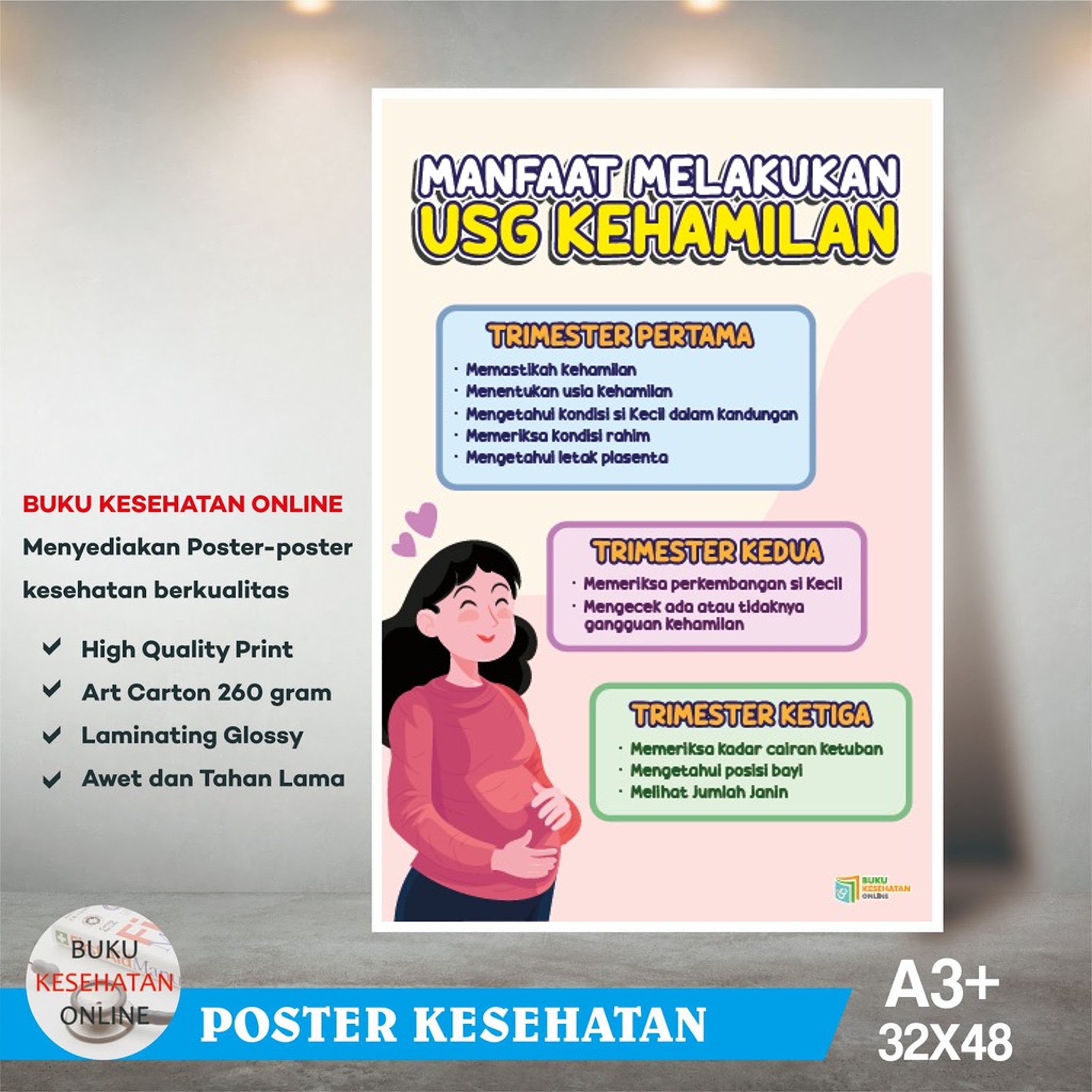 Poster Kesehatan - MANFAAT MELAKUKAN USG KEHAMILAN - Laminating Glossy ...