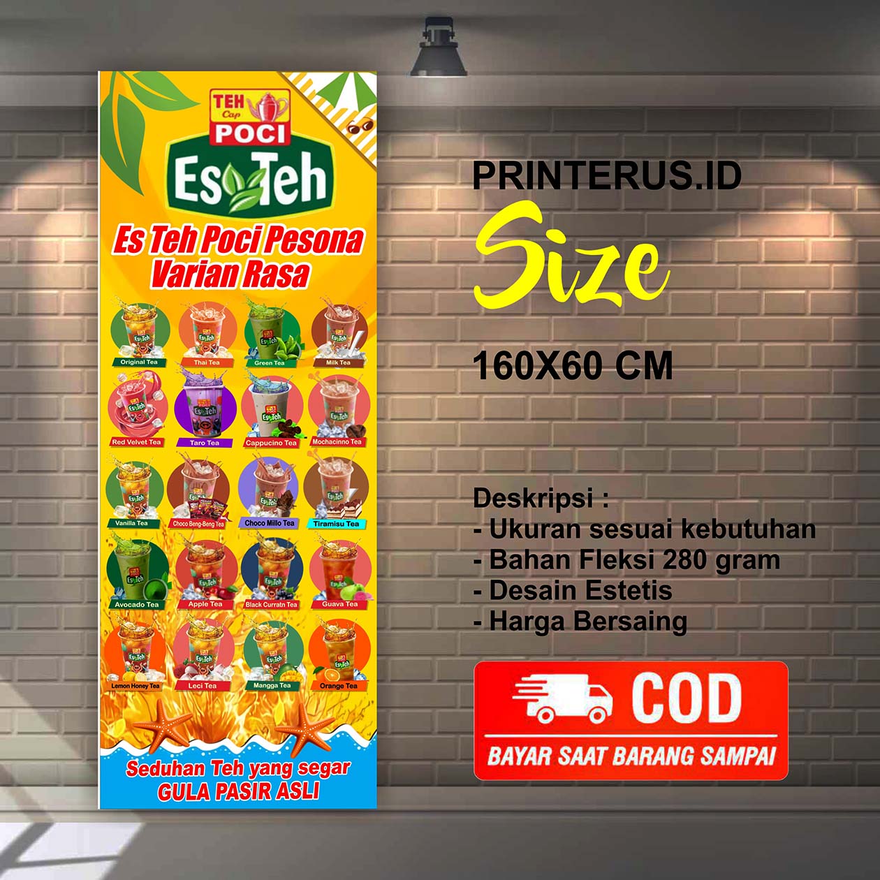 Spanduk Banner Menu Teh Poci terlaris ukuran 60x160cm | Lazada Indonesia