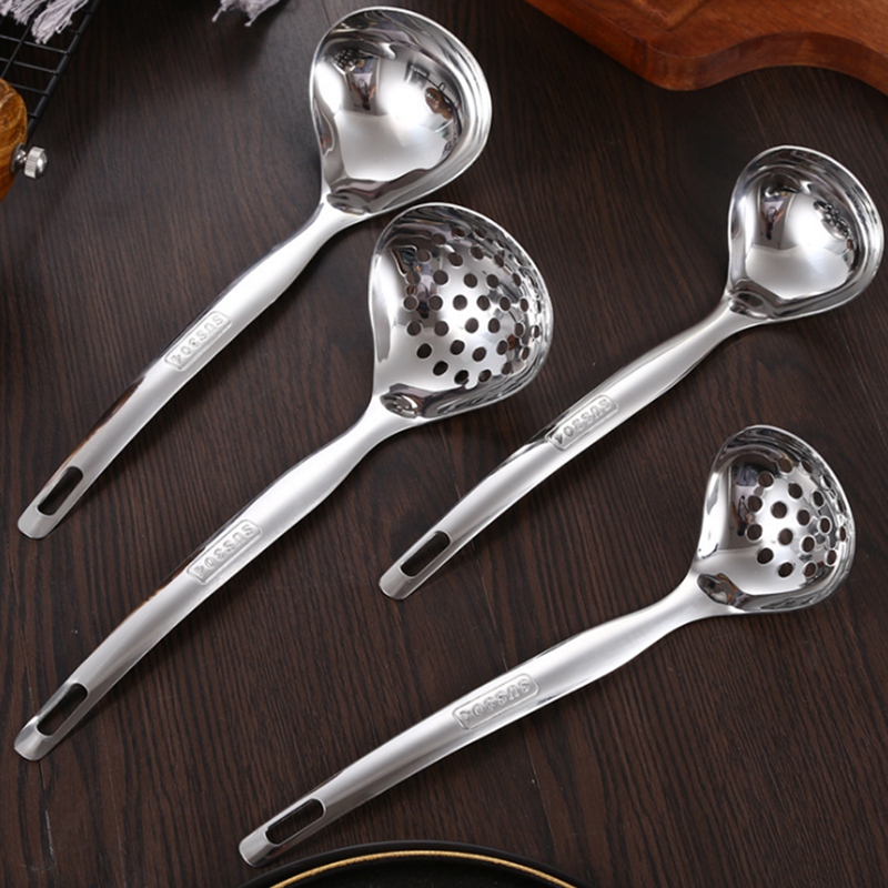 4PCS Stainless Steel Soup Spoon Slotted Spoon Household Restaurant ...