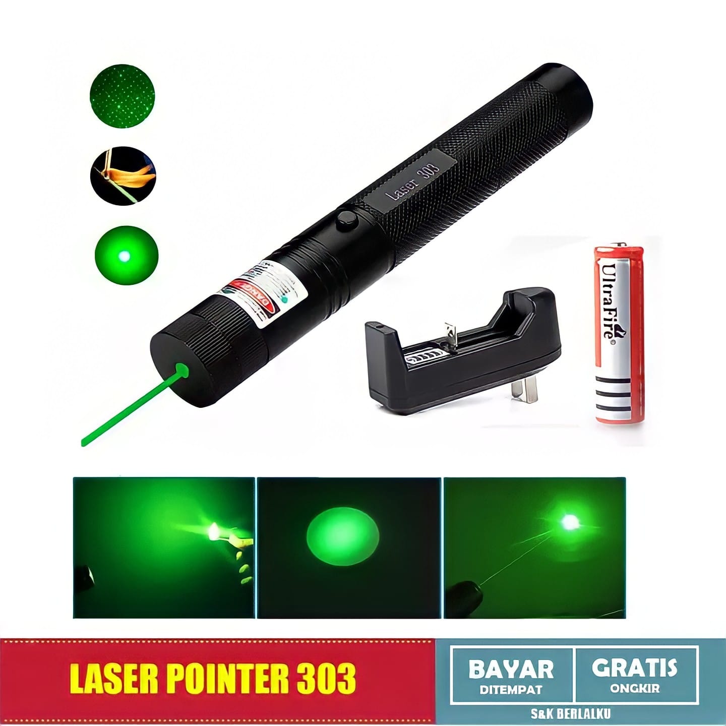 PAKET LENGKAP!!! LASER POINTER 303 Senter Hijau Presentasi Jarak Jauh Rechargeable Jarak 16km ...