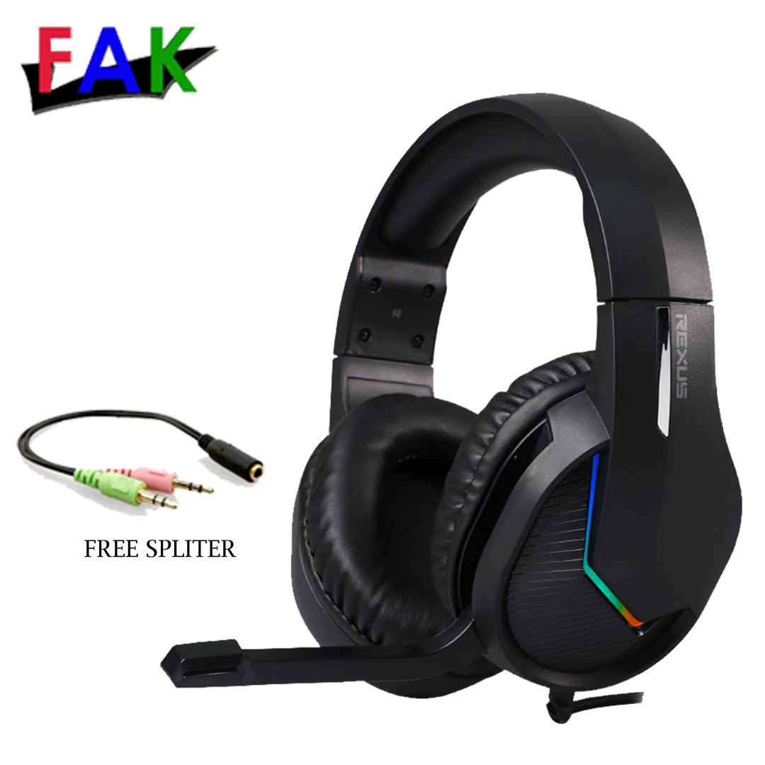 FAK - Headset Rexus Vonix F80 RGB Stereo FREE SPLITTER audio F-80 F 80 ...