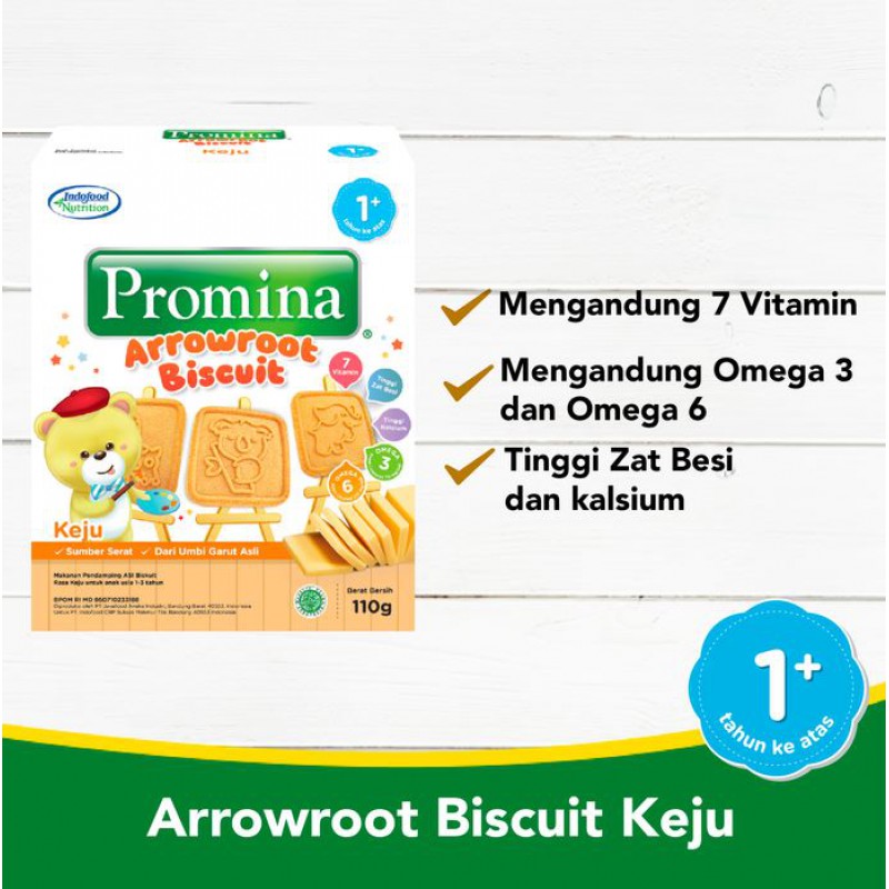 PROMINA Biskuit Arrowroot Biskuit Bayi 12 Bulan Ke atas- KEJU | Lazada ...
