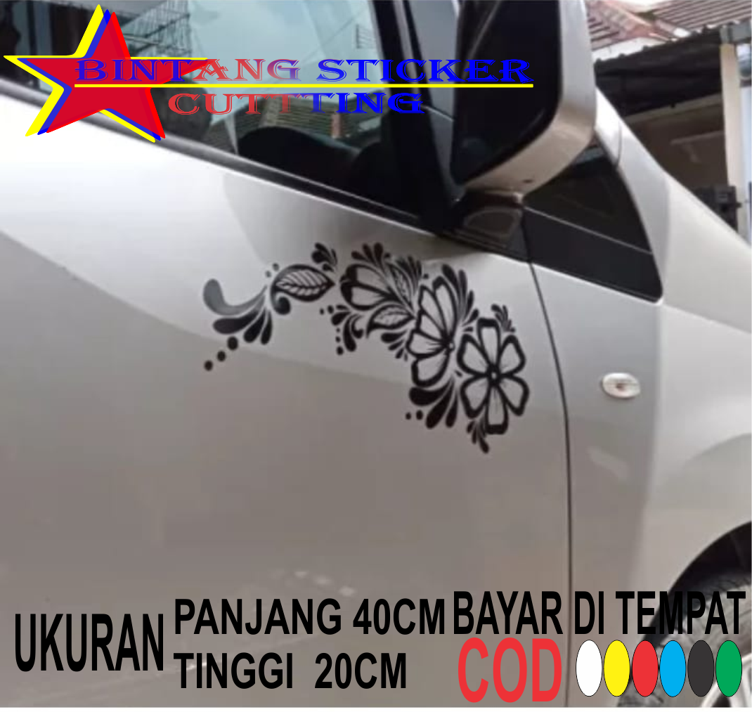 setiker keren buat mobil Sticker Cutting Gambar bunga 001 | Lazada ...