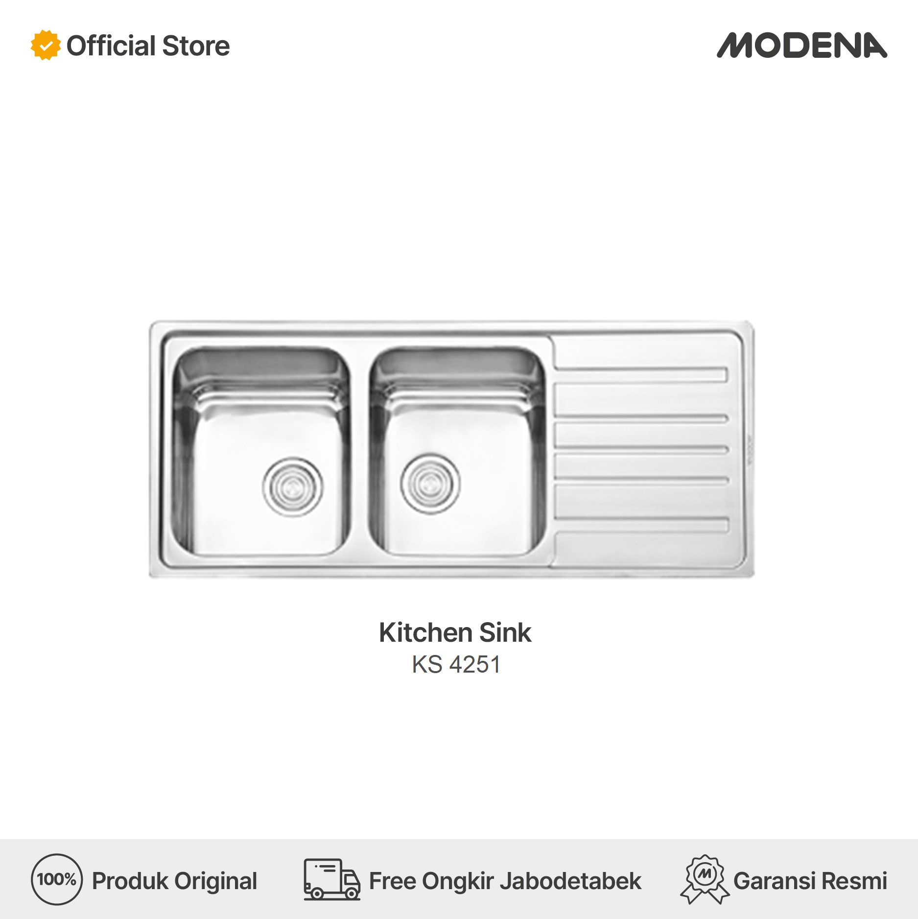 MODENA Kitchen Sink - KS 4251 (STAINLESS STEEL 304 MATERIAL) | Lazada ...