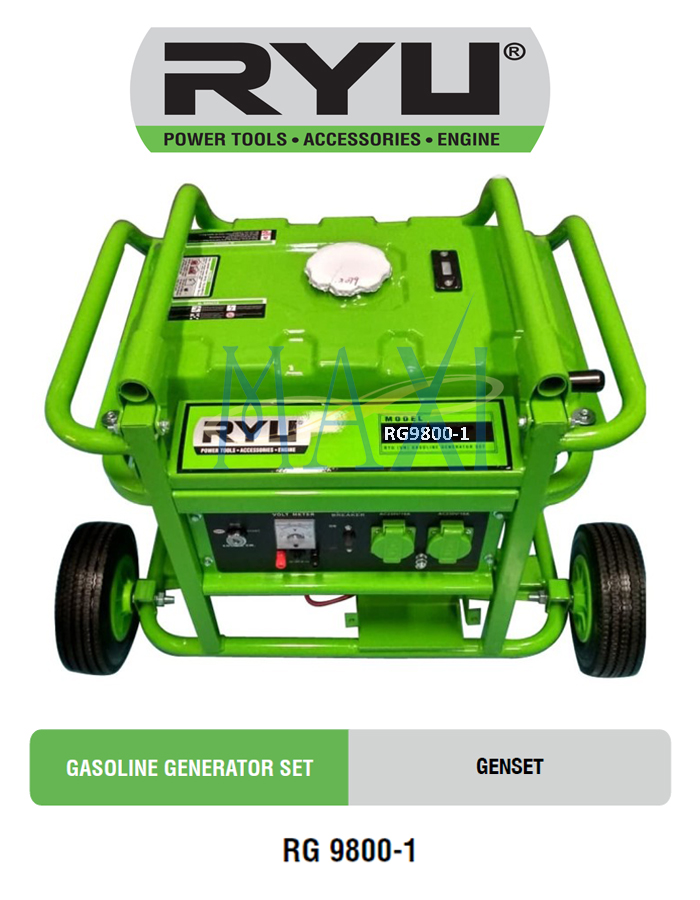 RYU Genset / Gasoline Generator Set, kap. 8.000 Watt - RG 9800-1 ...