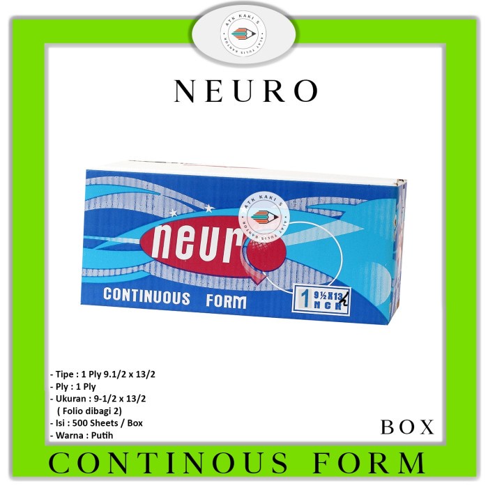NEURO - Continous Form K 1 Ply 91/2 x 13/2 - Folio Dibagi 2 - NCR -Box ...