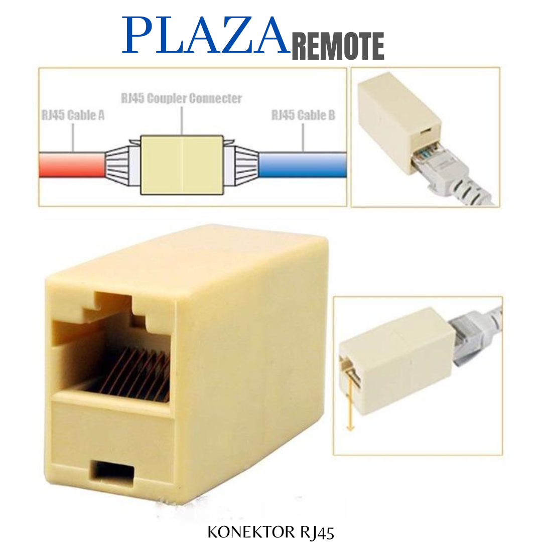 BAREL KONEKTOR RJ45 LURUS CREAM CAT5 CAT5S CAT6 COUPLER FEMAIL TO ...