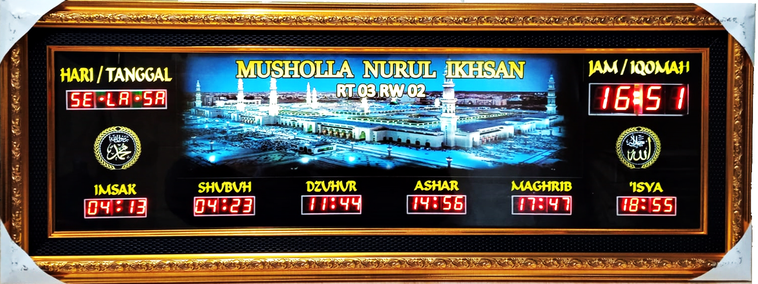 Jadwal Sholat Digital Tipe A Imsyak Klasik Ukuran 80cm x 30cm Ada Lampu ...