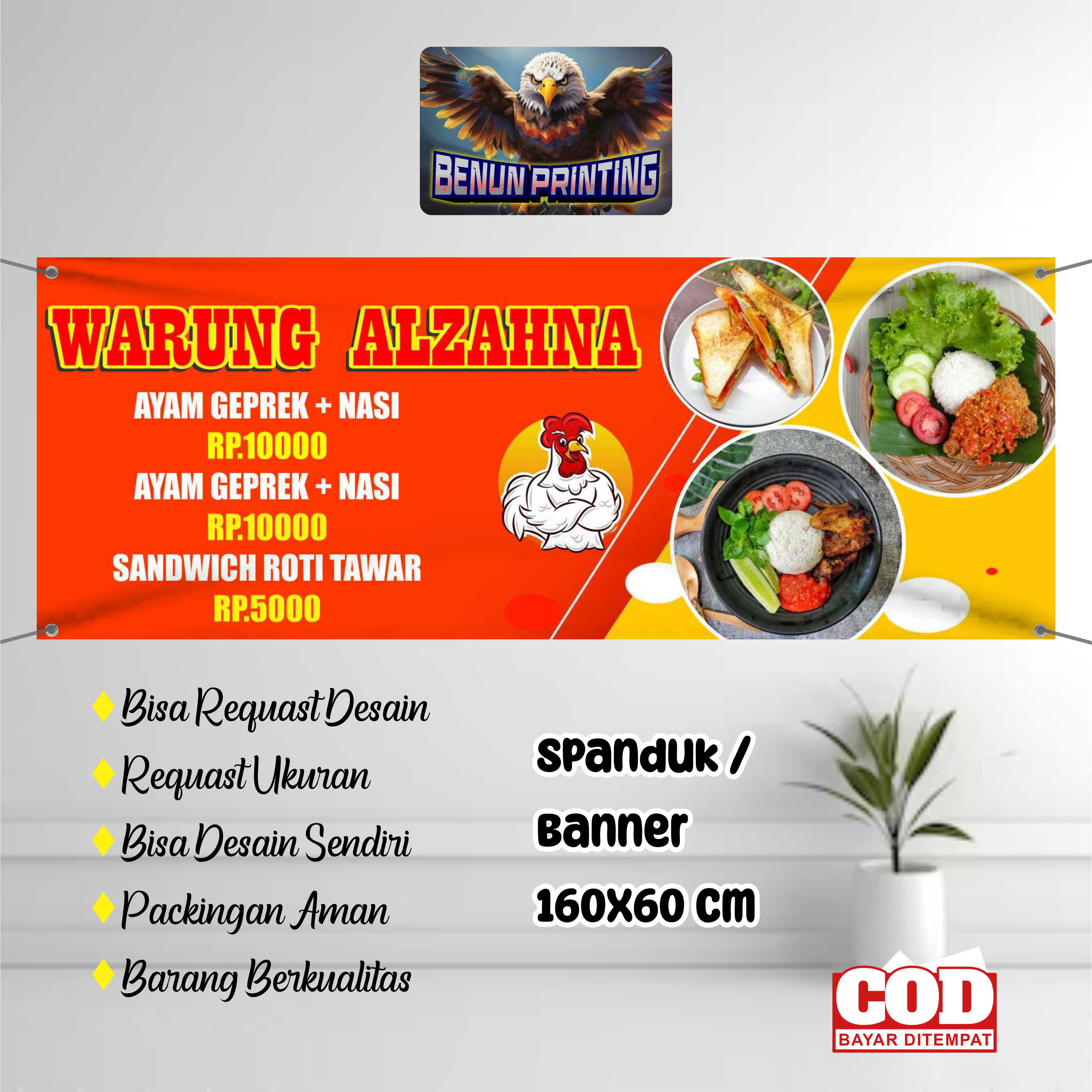 Spanduk Banner 160x60 Warung Ayam Geprek Custom Desain | Lazada Indonesia