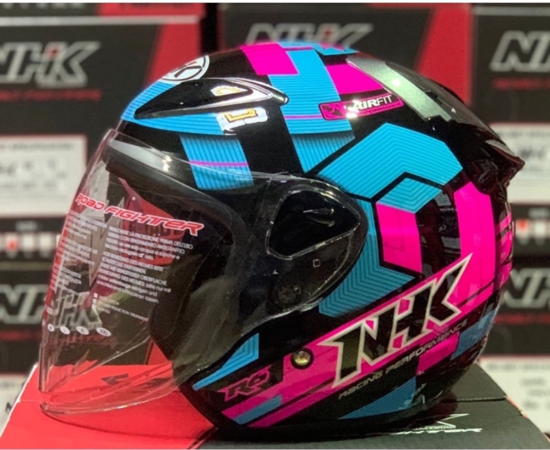 Helm NHK half face NHK R6 Cube Blue Ping COD | Lazada Indonesia