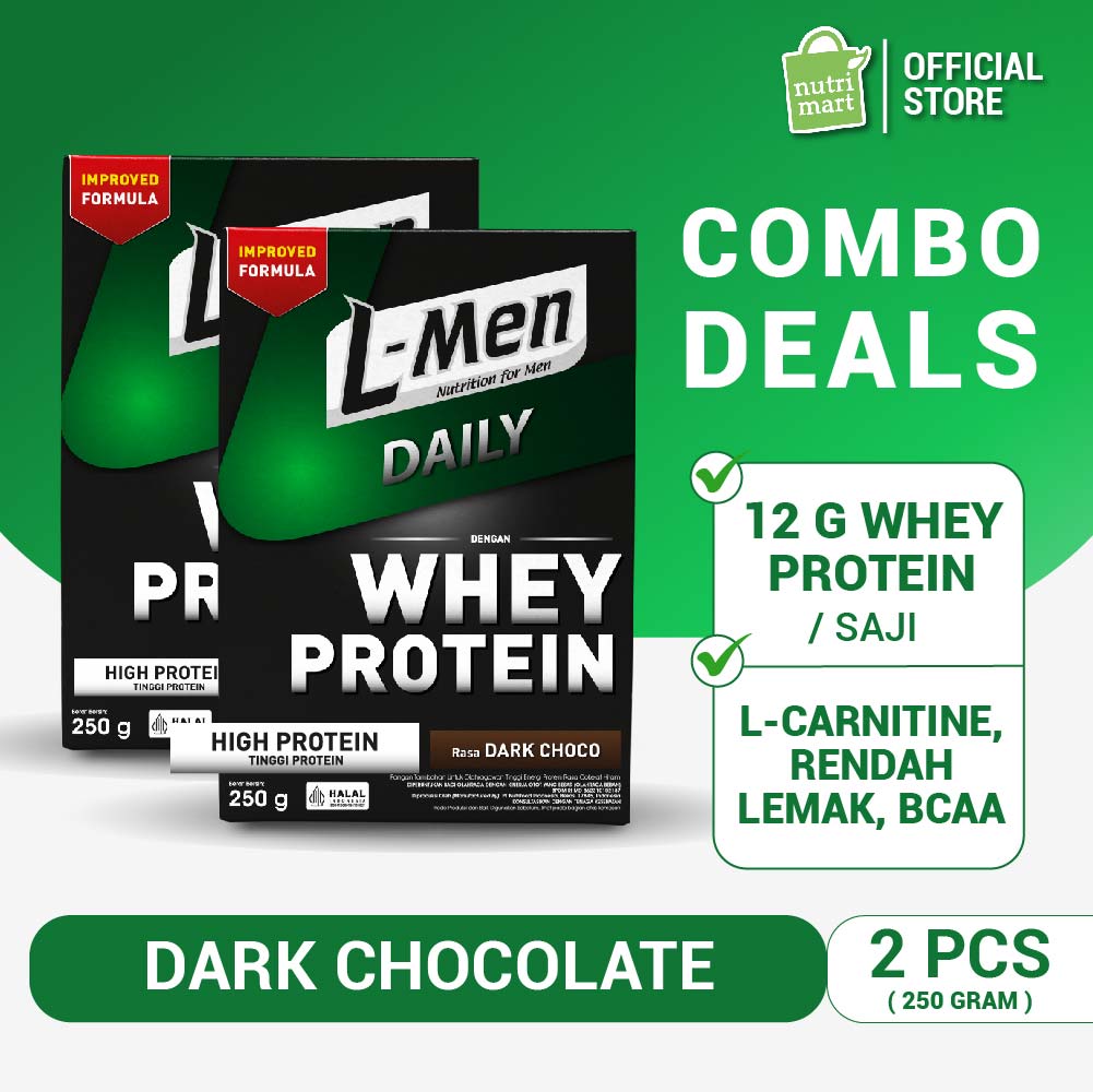 Twin Pack - L-Men Daily Dark Chocolate 250g - 12g Whey Protein - 4 ...