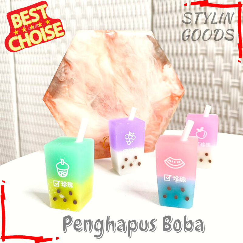 PENGHAPUS BENTUK BOBA BUBBLE TEA MILK ERASER STIP LUCU IMUT HAPUSAN ...