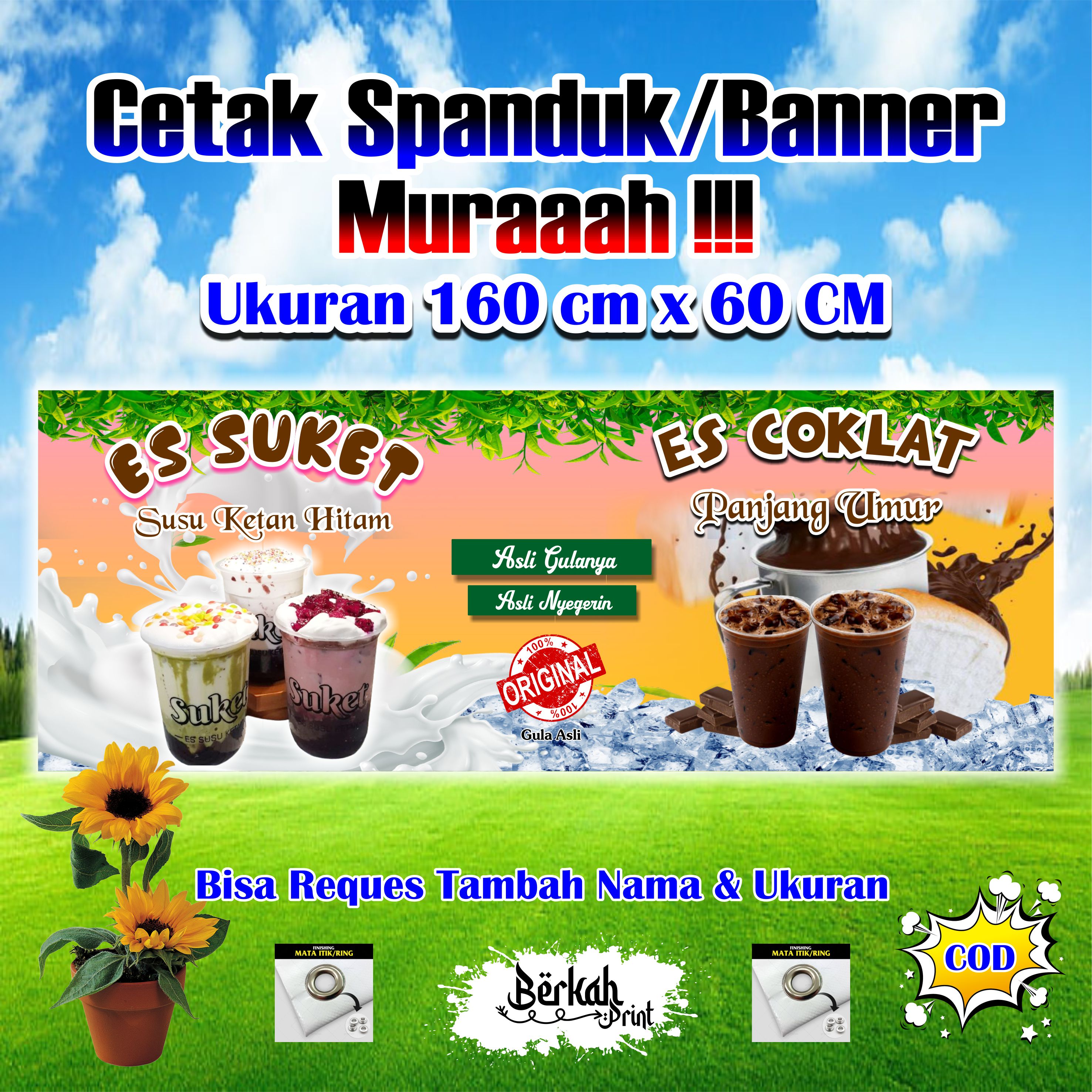 Spanduk Banner Es Suket Susu Ketan Hitam Ukuran 160 cm x 60 cm | Lazada ...