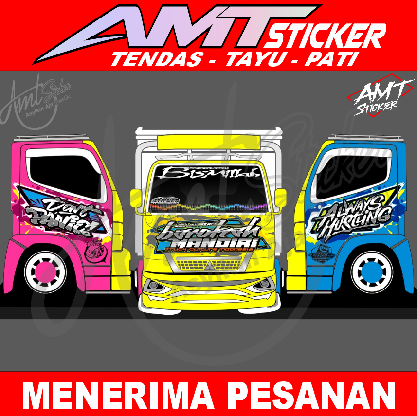 [NON COD] STICKER FULL KEPALA TRUK CANTER (MOTIF 3 WARNA) BISA CUSTOM ...