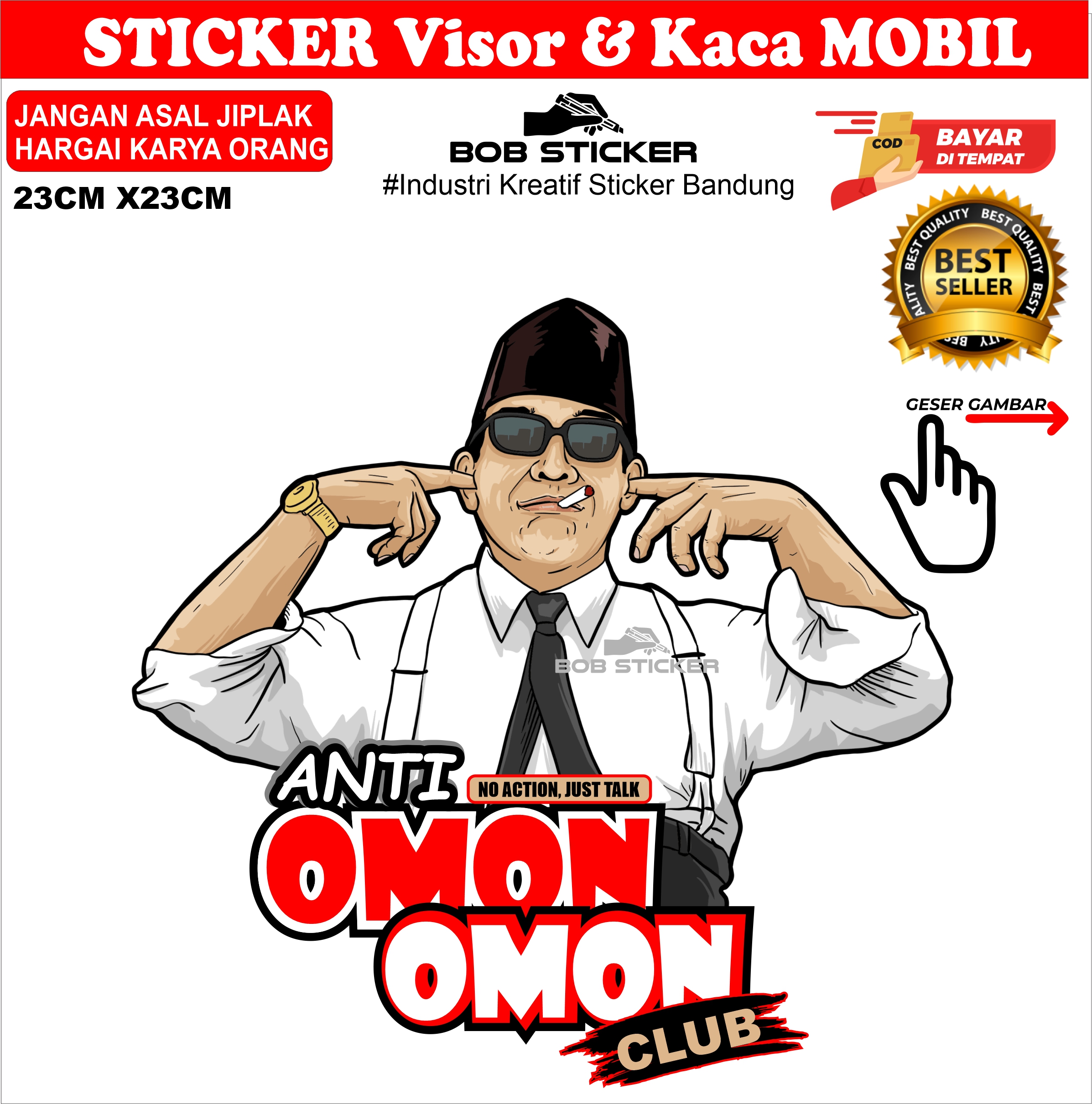 stiker prabowo gibran anti omon-omon / stiker gemoy / presiden 2024 ...