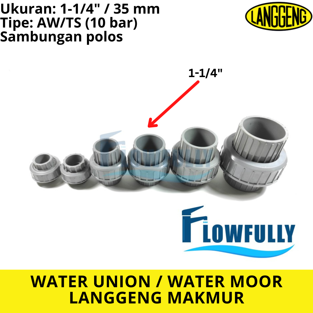WATER MUR PVC WATER MOOR 1 1/4 INCH LANGGENG WATER UNION TS AW POLOS ...