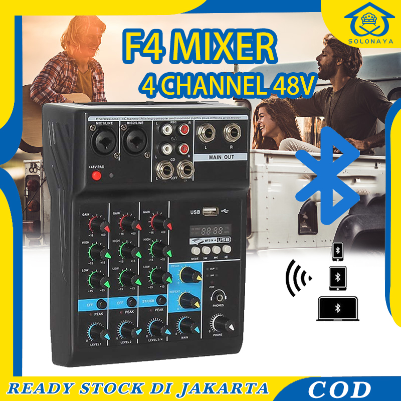 Mixer Audio Portable Mixing Console 4 Channels Bluetooth Soundcard USB ...