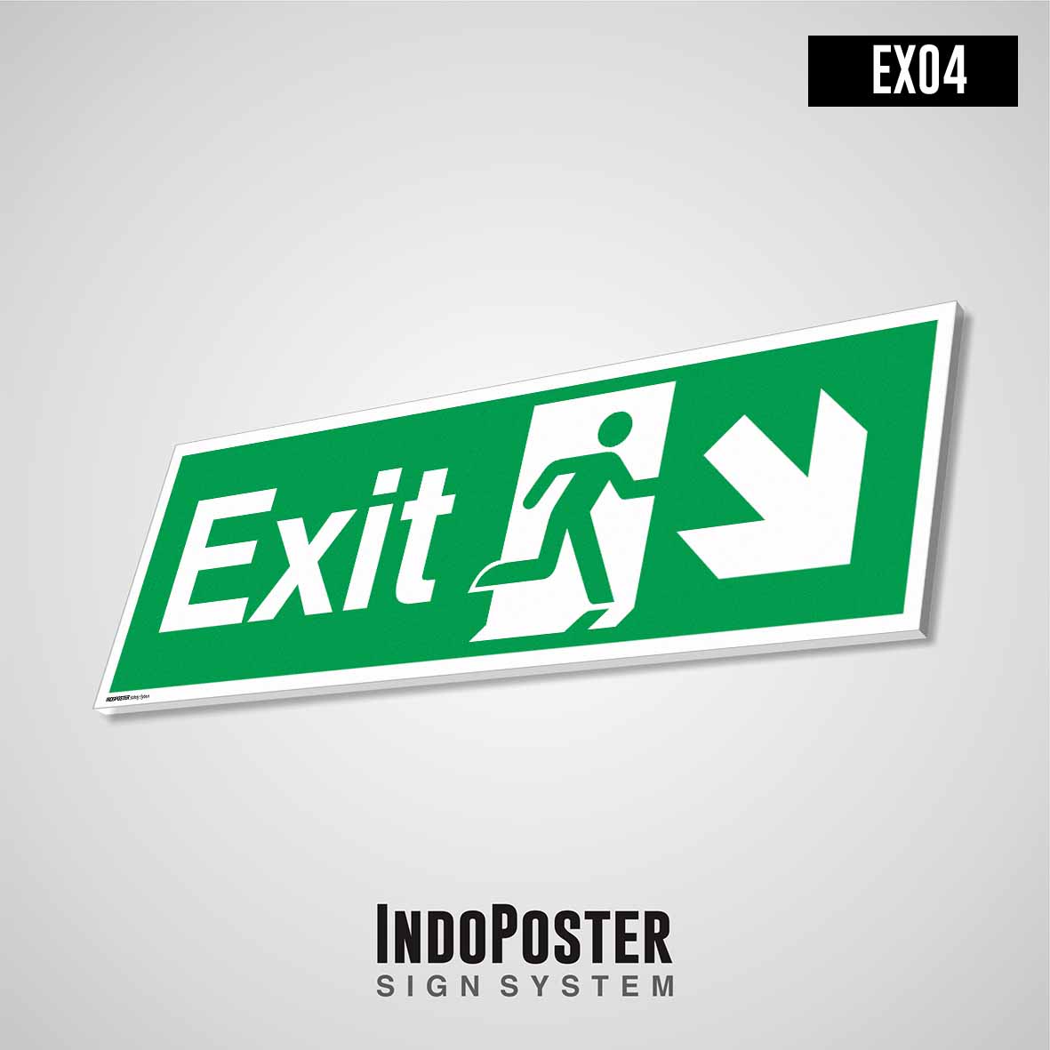 Safety Sign Emergency Rambu K3 PVC Tanda EXIT Keluar Arah Kanan Bawah ...