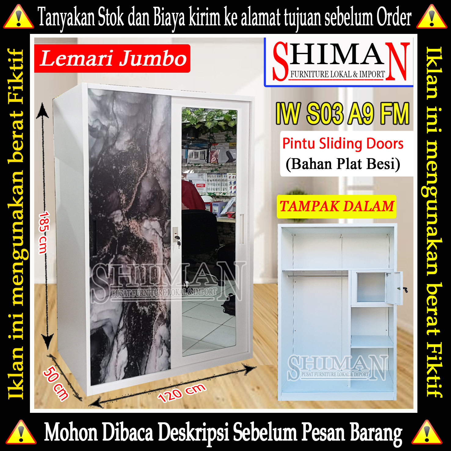 Lemari Pakaian Besi Sliding Door IMP IW S03 A9 FM IMPORTA | Lazada ...