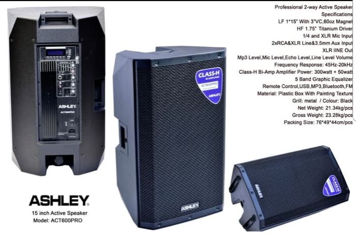 SPEAKER ASHLEY ACT 600PRO / ACT600PRO 15 INCI AKTIF USB-BLUETOOTH ...
