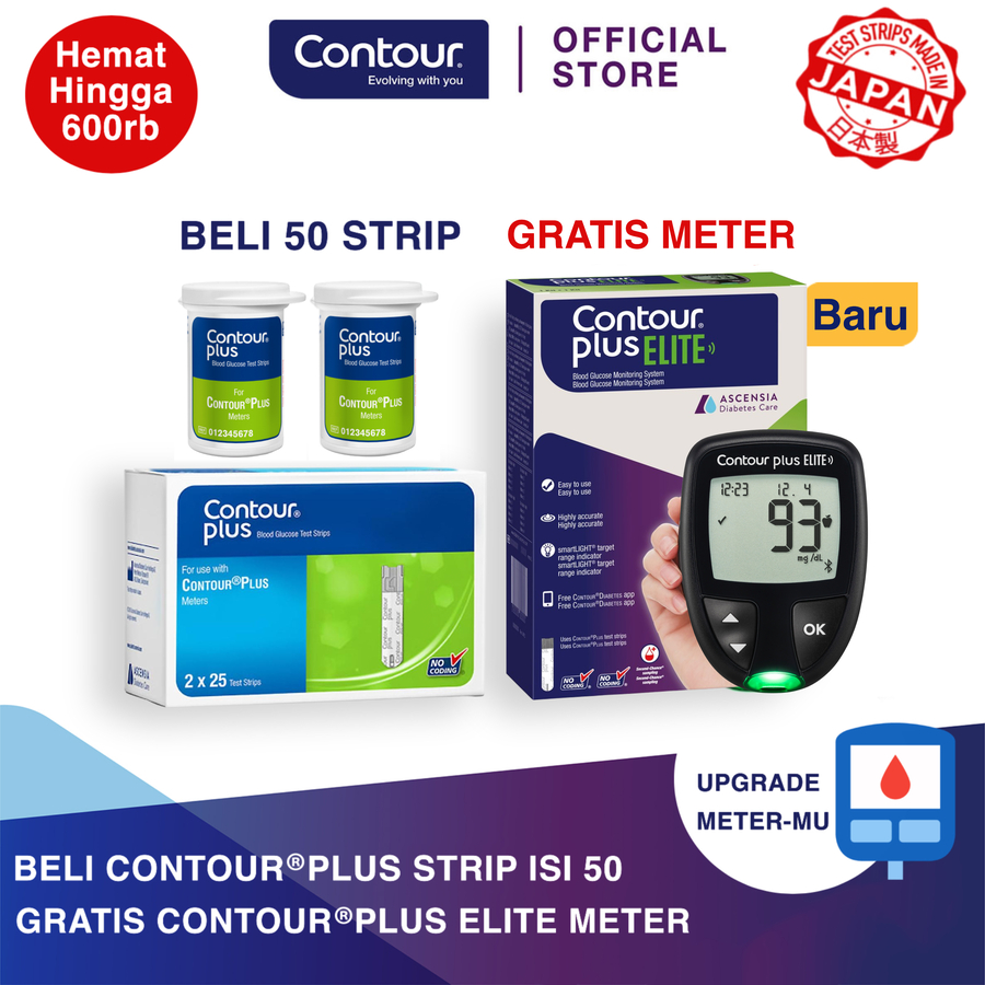 Contour Plus Strip Isi 50 GRATIS Contour Plus Elite alat cek gula darah | Lazada Indonesia