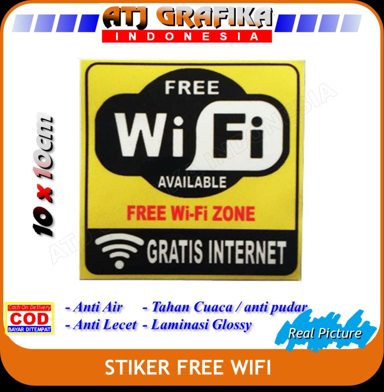 Stiker free wifi sticker internet gratis restoran cafe kantor warung ...