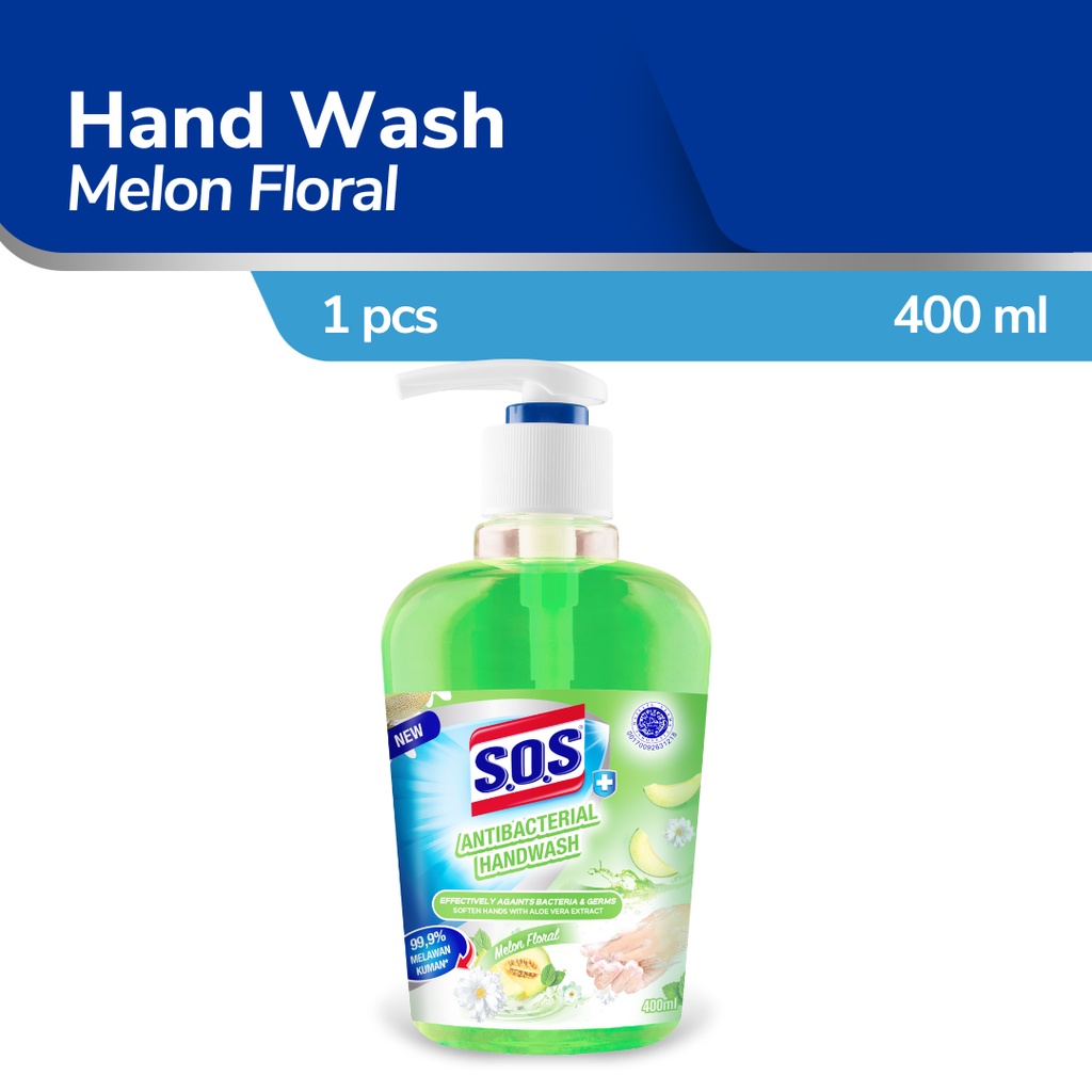 SOS Hand Soap Sabun Cuci Tangan Melon Floral HiJau 400 ML Botol [Exp ...