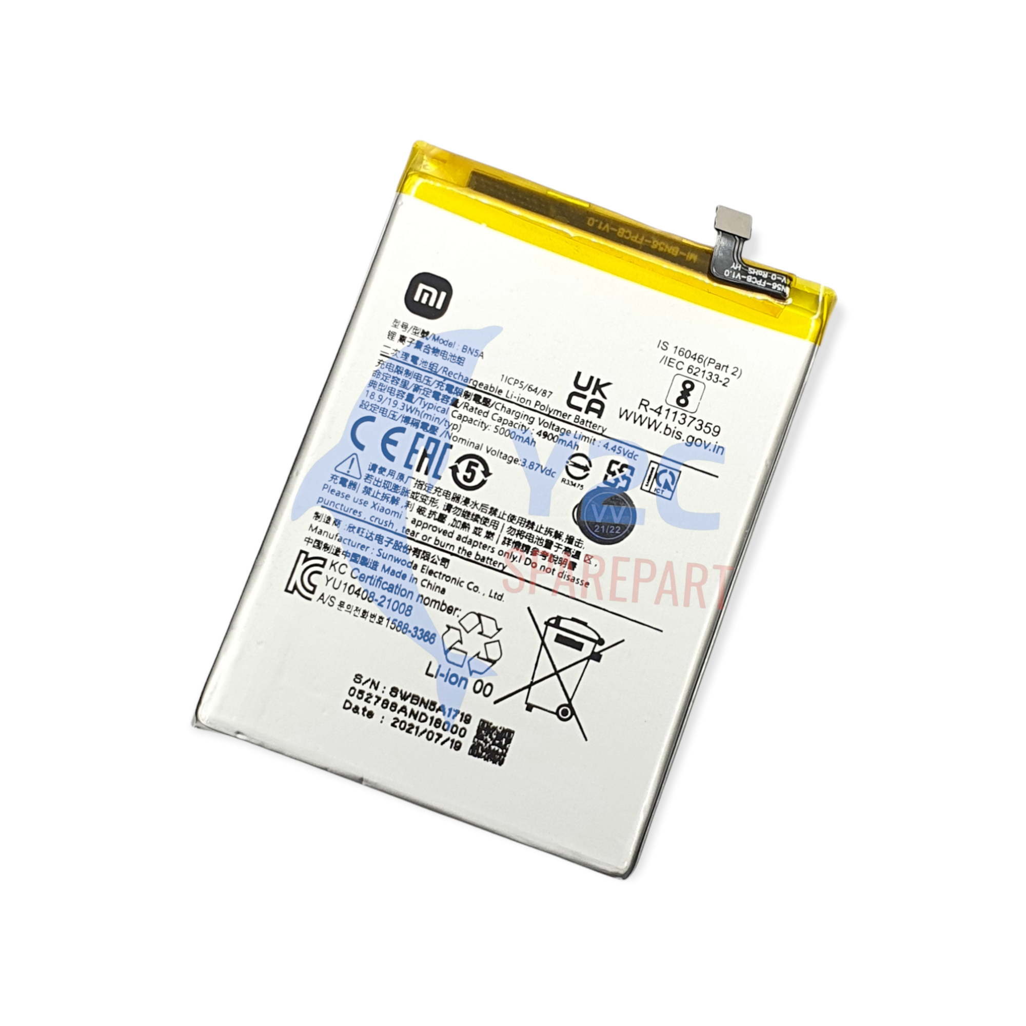 BATERAI XIAOMI REDMI NOTE 9 / REDMI 10 / BN5A ORIGINAL OEM / BATREI ...