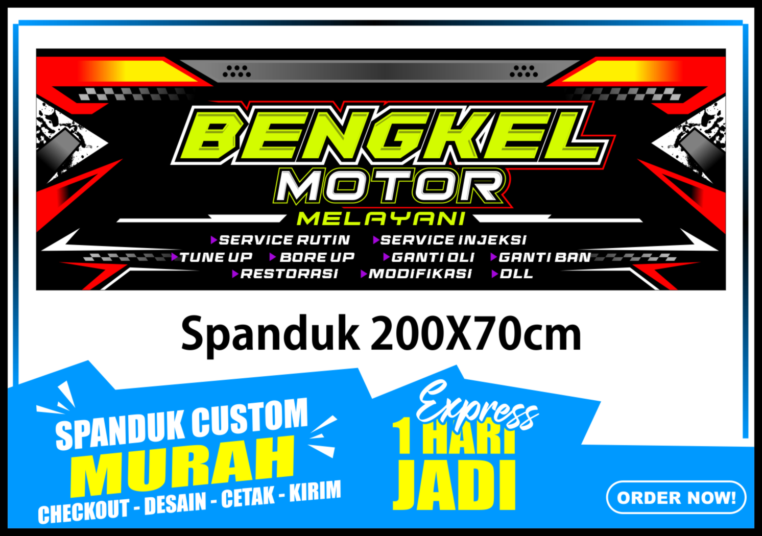 Spanduk BENGKEL, Banner BENGKEL Ukuran 200x70cm, COD / Spanduk BENGKEL ...