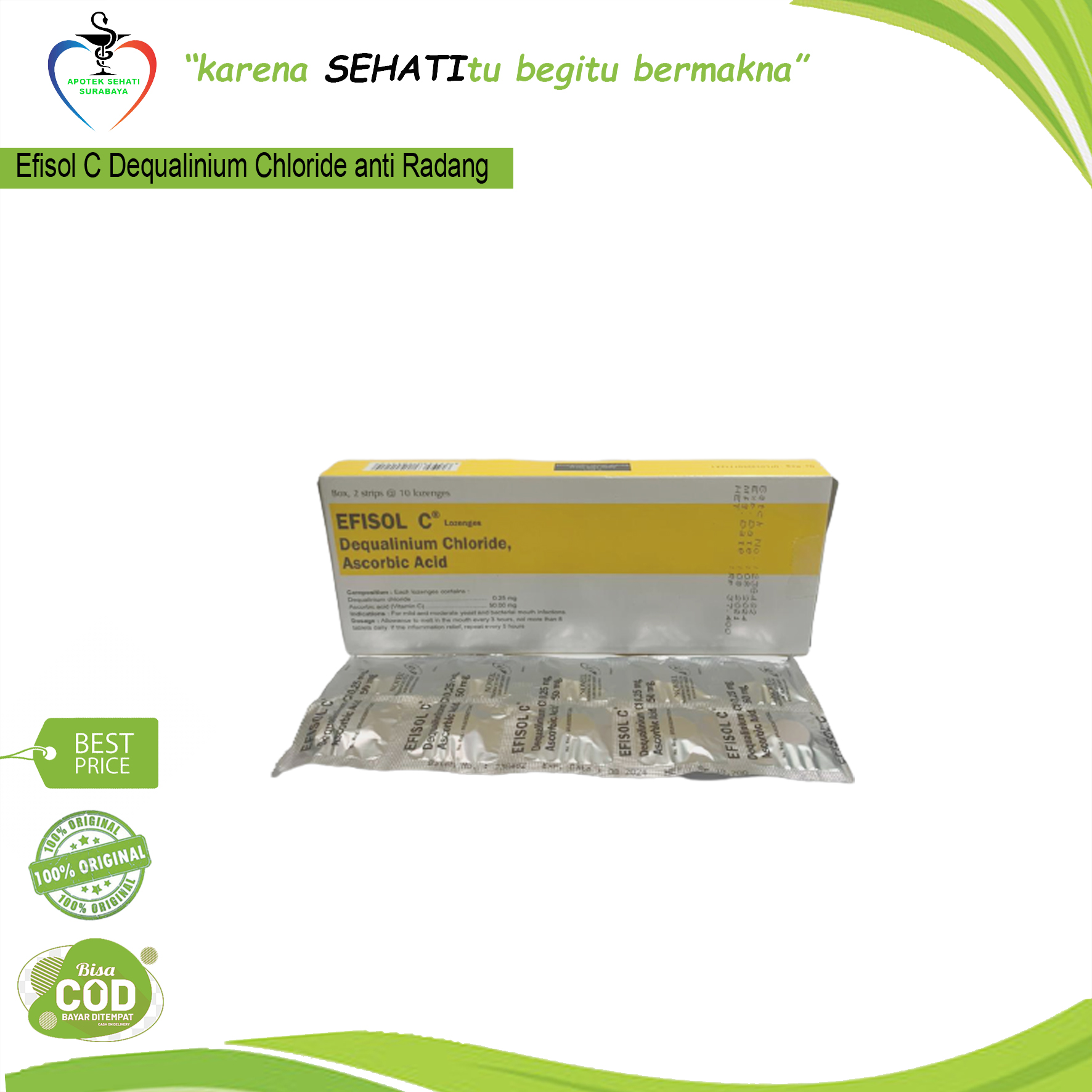 Efisol Tablet Hisap Lozenges Obat Sariawan Radang Tenggorokan Plus ...