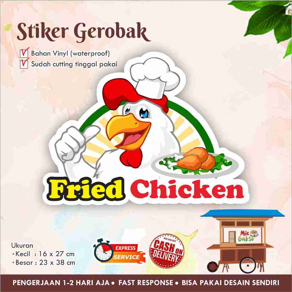 STIKER KACA GEROBAK VINYL FRIED CHICKEN / LABEL MAKANAN | Lazada Indonesia