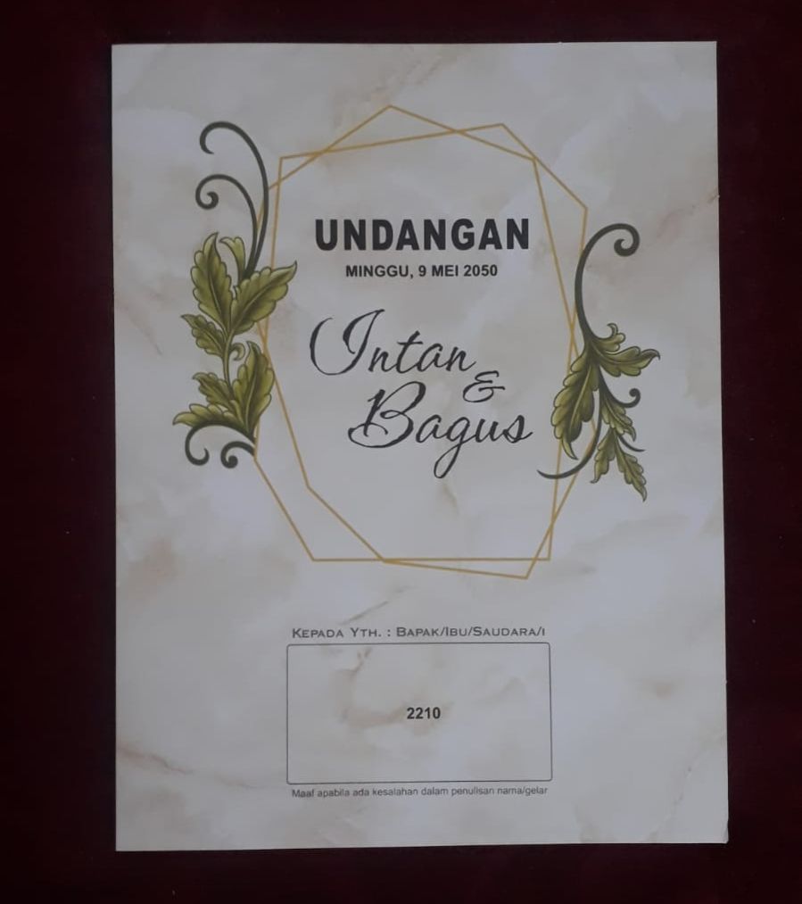 100pcs Cetak Undangan ERBA 2210 Undangan Pernikahan Nikah / Khitan ...