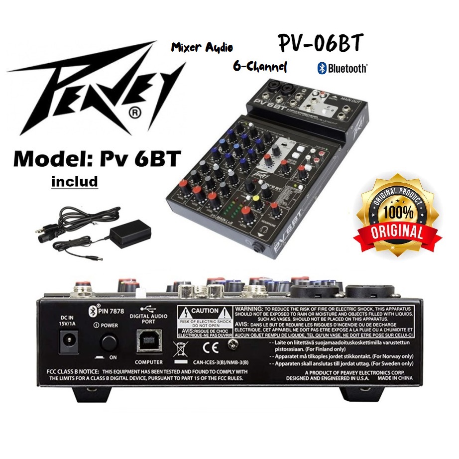 PEAVEY PV 6 BT / Mixer Audio PEAVEY PV6BT / PV6 BT PV 6 BT ORIGINAL ...