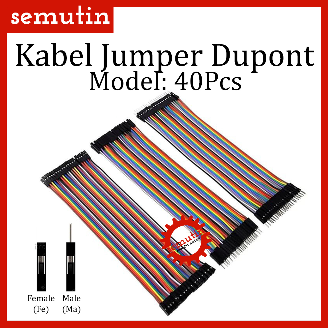 Kabel Jumper Dupont 40pcs Pelangi / Cable Breadboard Female Male ...