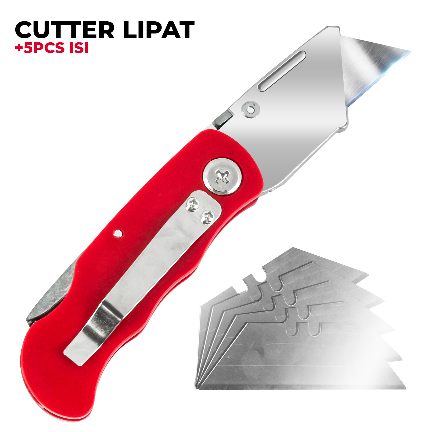 Cutter Lipat Pisau Silet Folding Knife Praktis Free isi 5 Pcs - 6598 ...