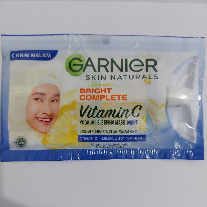 Garnier Bright Complete Yoghurt Sleeping Mask Night Cream isi 2 sachet ...