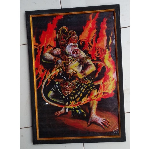 lukisan cetak Anoman obong plus bingkai ukuran 65×45 | Lazada Indonesia