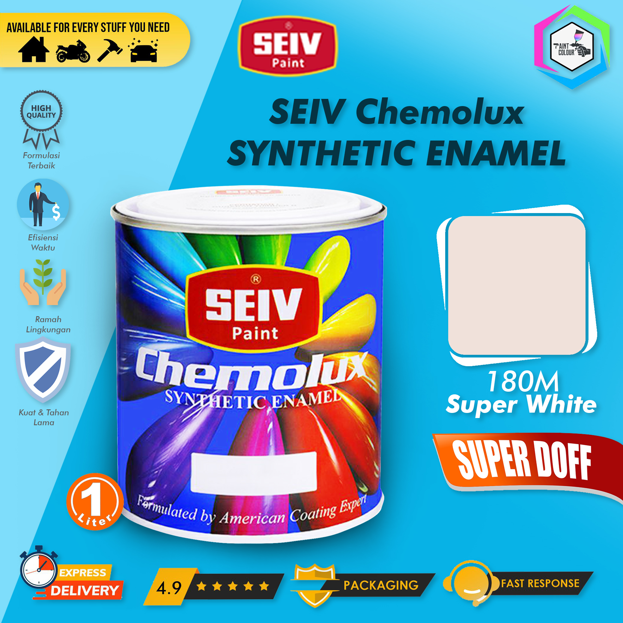 CAT BESI KAYU SEIV CHEMOLUX SUPER 180M Super White | Lazada Indonesia