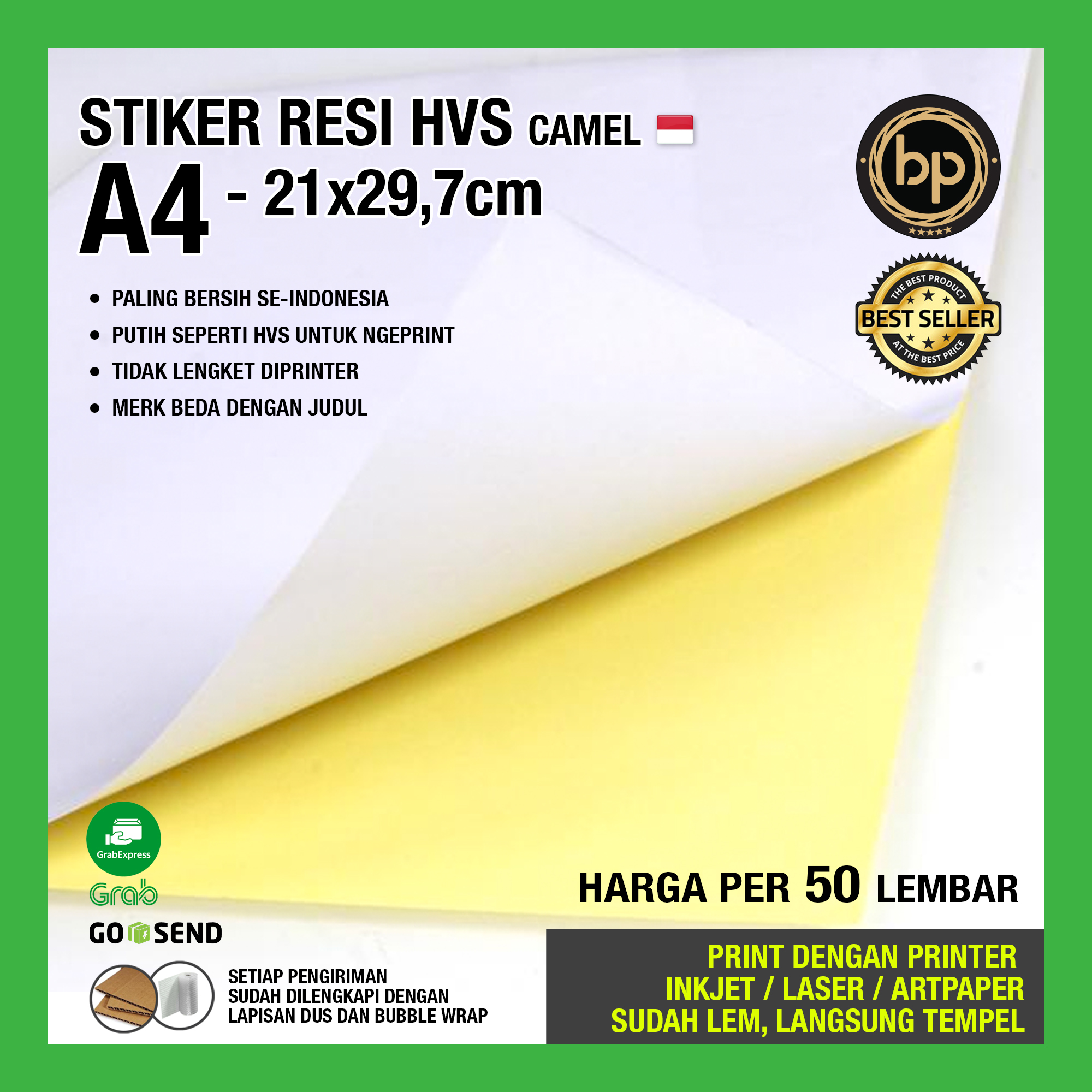 [A4 - PAKET 50 LEMBAR] STICKER STIKER POLOS HVS DOFF / GLOSSY / KRAFT ...