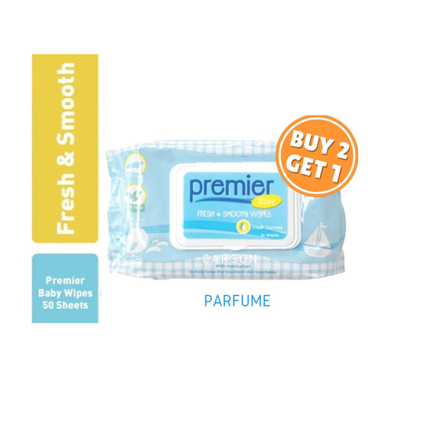 Premier Baby Wipes Tissue Basah Fresh and Smooth 50 Sheets Buy 2 Get 1 ...