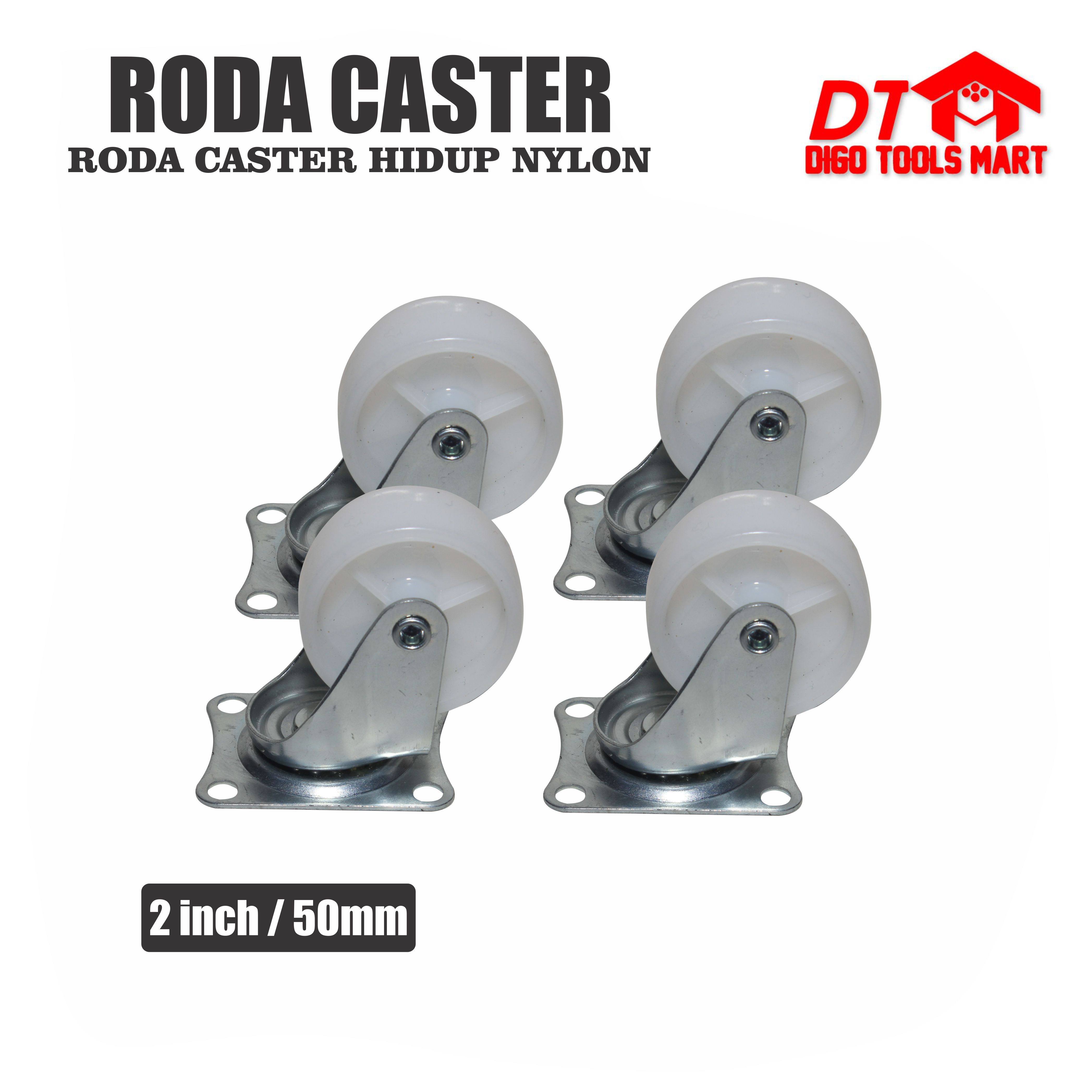Roda Caster Putih Gepeng Tanpa Rem Roda Etalase Troli 4 pcs 50mm 2 Inci ...