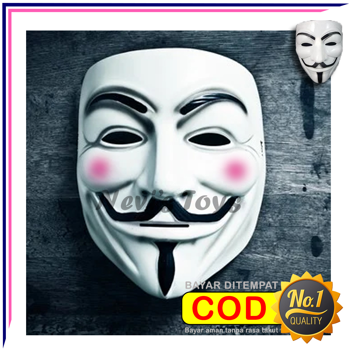 Topeng Anonymous / Hecker / Toys / hitam gold , putih, Merah Putih ...