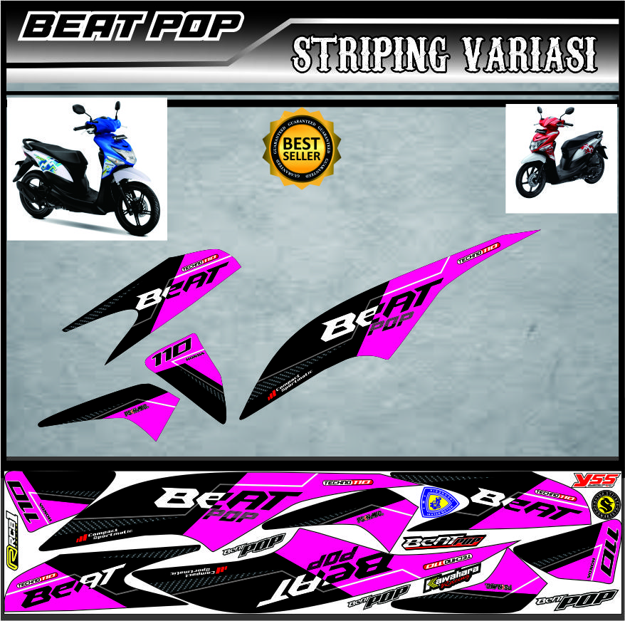 Striping MOTOR HONDA Beat POP Stiker Variasi Motor Beat Pop Motif ...