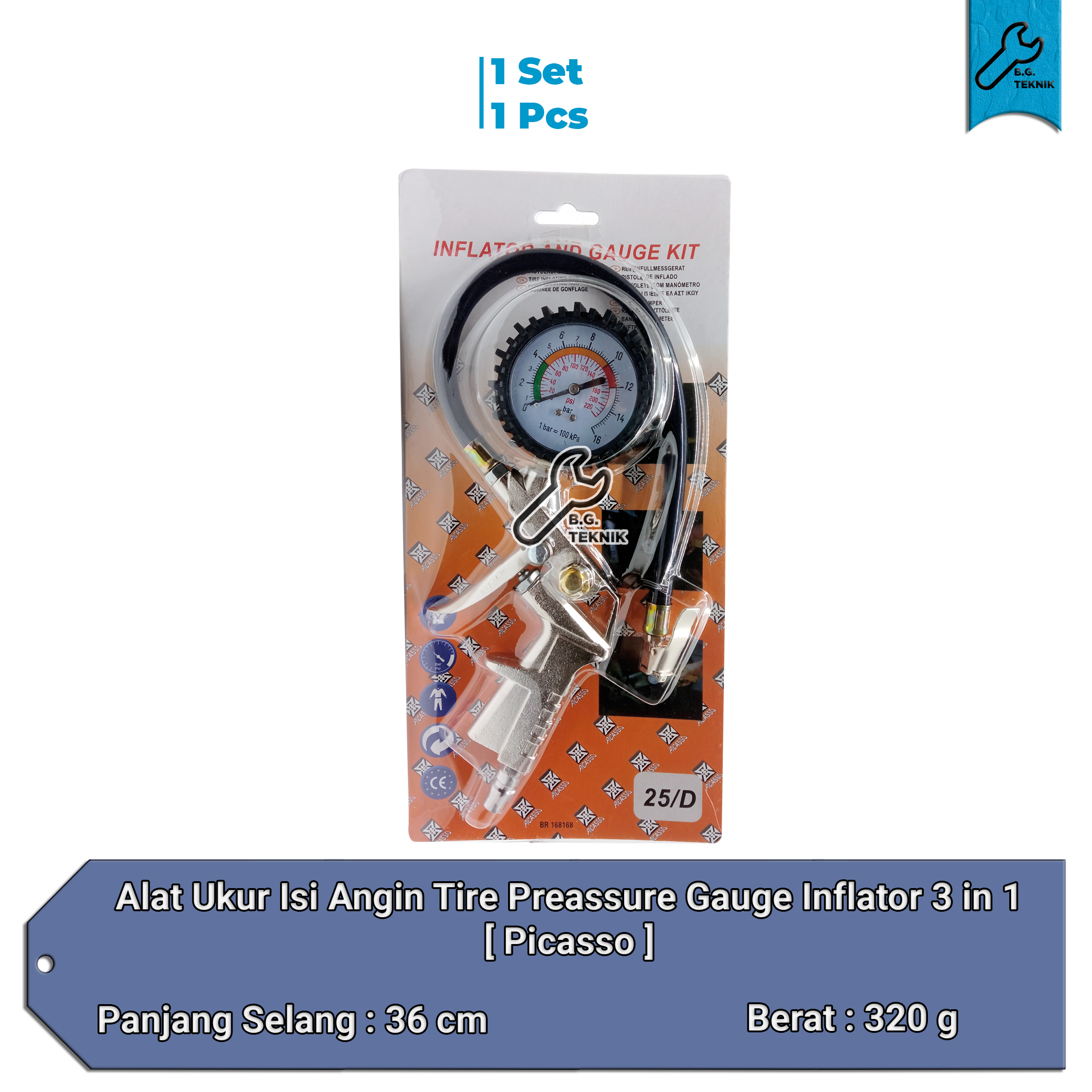 [ANALOG] Alat Ukur Isi Angin Tire Preassure Gauge Inflator 3 in 1 ...