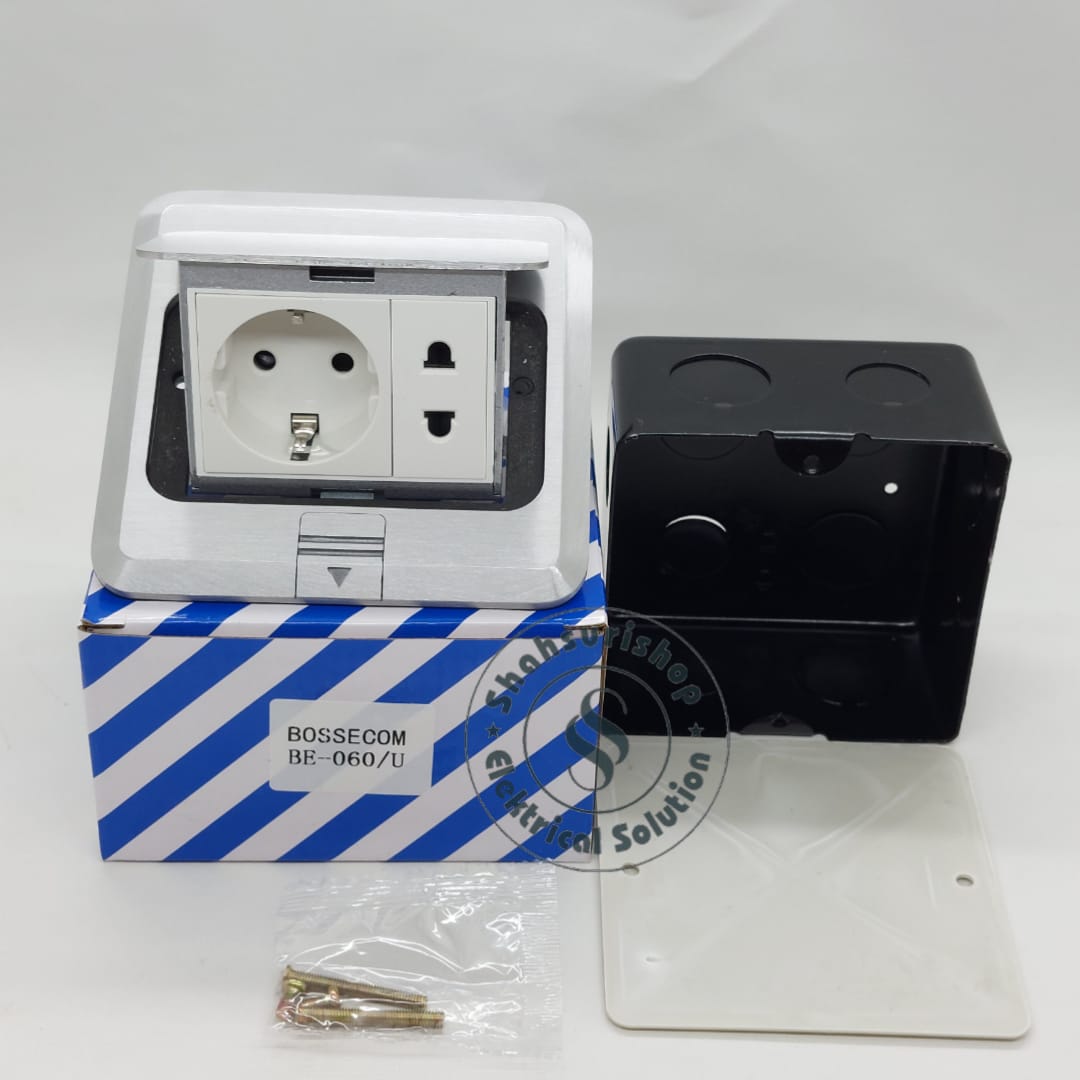 BOSSECOM STOP KONTAK LANTAI ARDE 2 PIN UNIVERSAL FLOOR OUTLET BE-060U ...