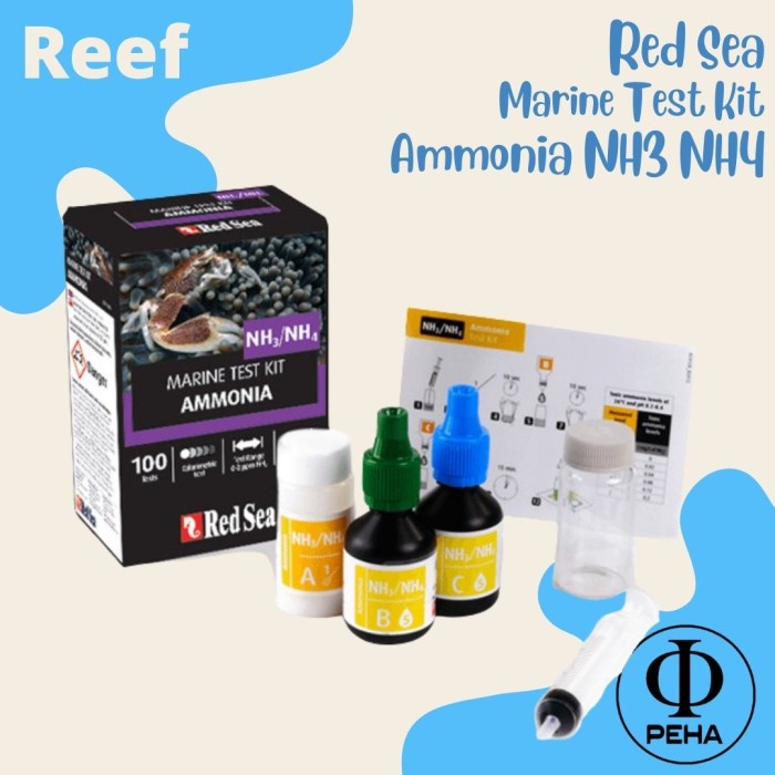 Red Sea Test Kit Ammonia NH3 NH4 Marine Teskit RedSea Tes Air Laut ...