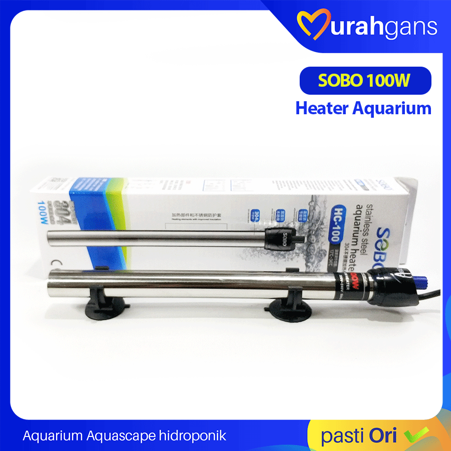 Heater Amara SOBO 100 Watt Stainless Aquarium Kolam Original ...